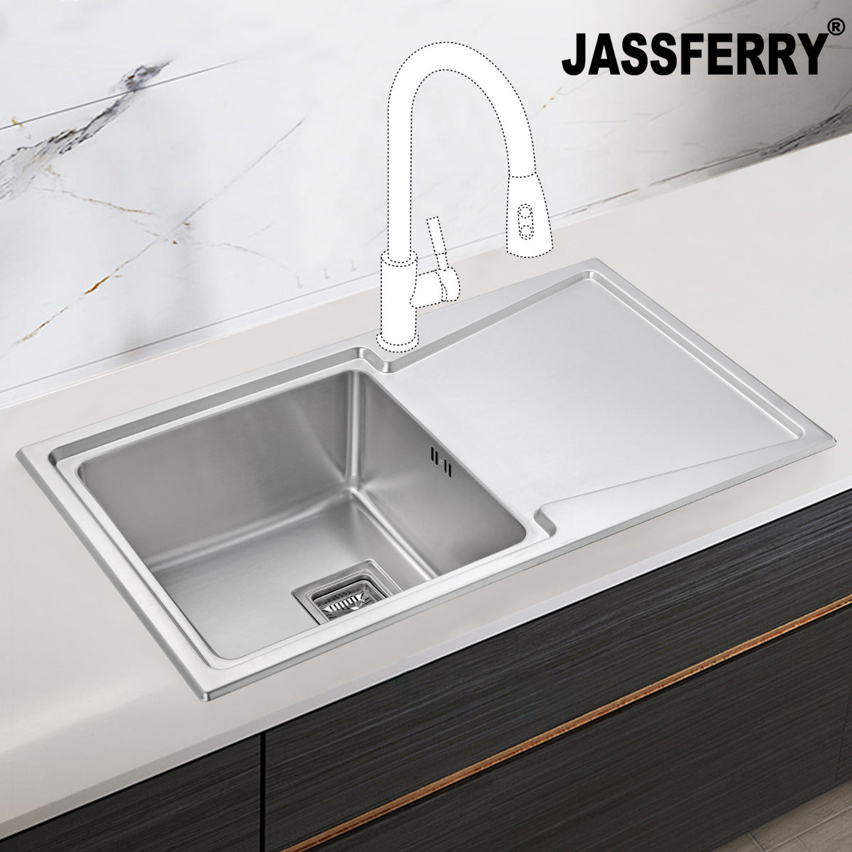 Kitchen Sink Stainless Steel JASSFERRY Brilliant Stainless Steel ...